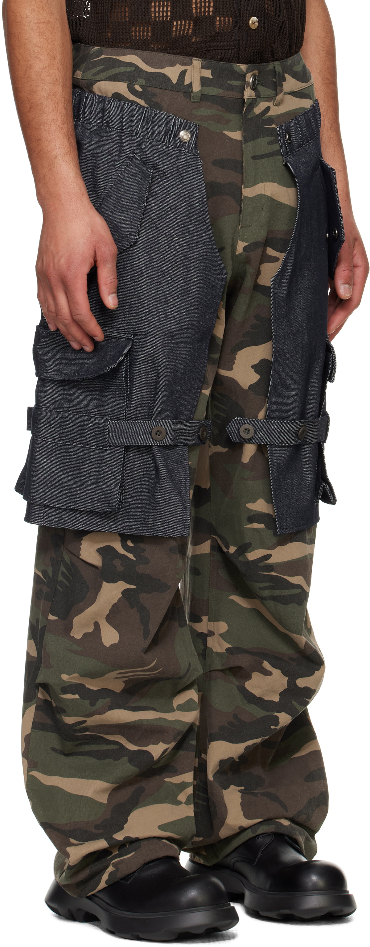 Andersson Bell SSENSE Exclusive Navy & Khaki Raptor Layered Cargo Pants ...