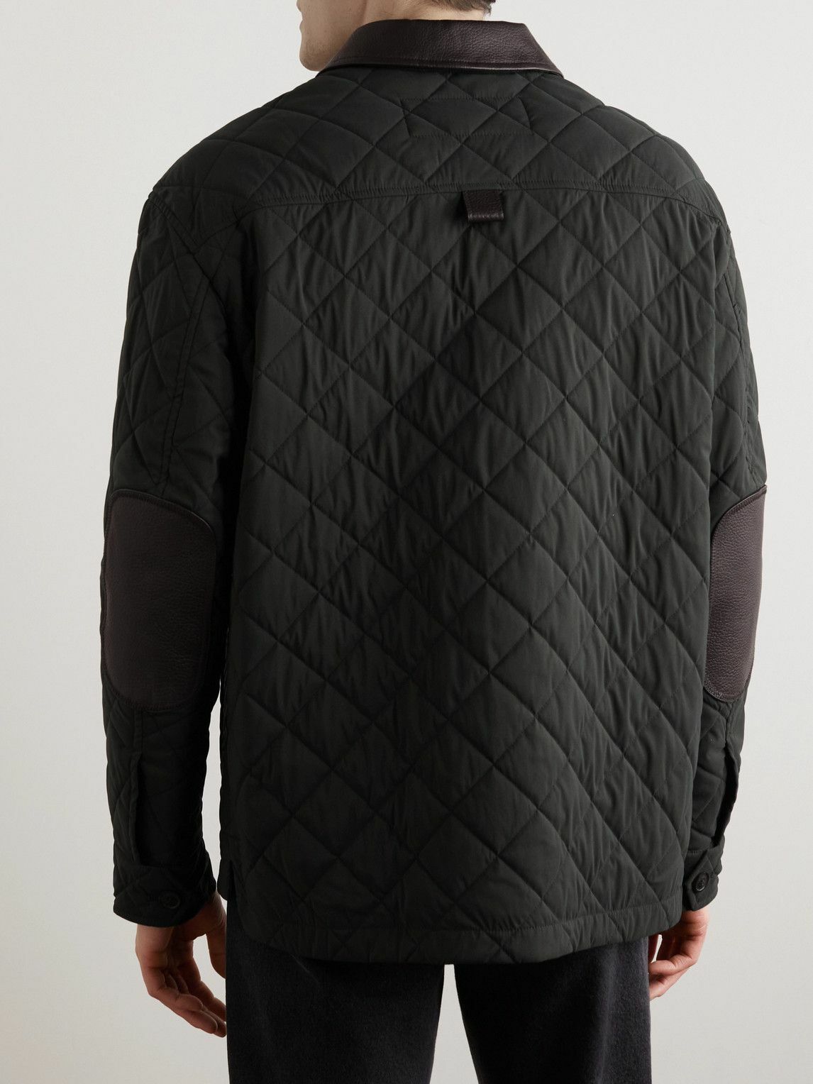 Purdey - Reversible Leather-Trimmed Quilted Virgin Wool-Blend and Shell ...