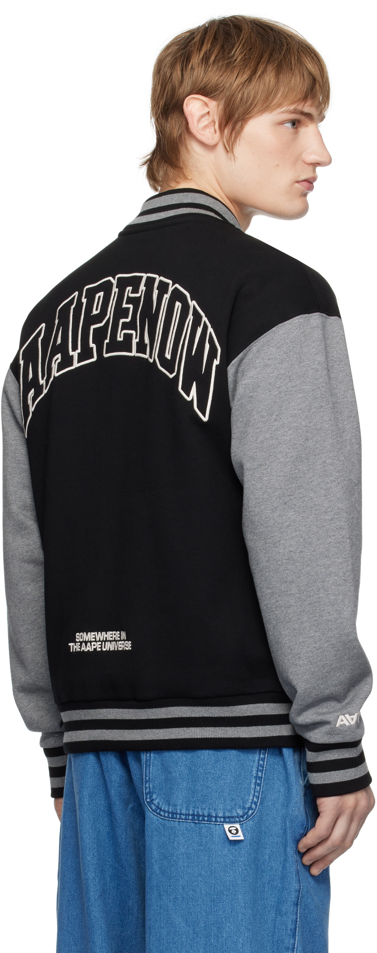 AAPE by A Bathing Ape Black & Gray 'AAPE NOW' Moonface Logo Baseball ...