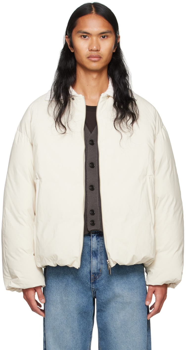 System Off-White Collar Kinted Puffer Down Jacket System