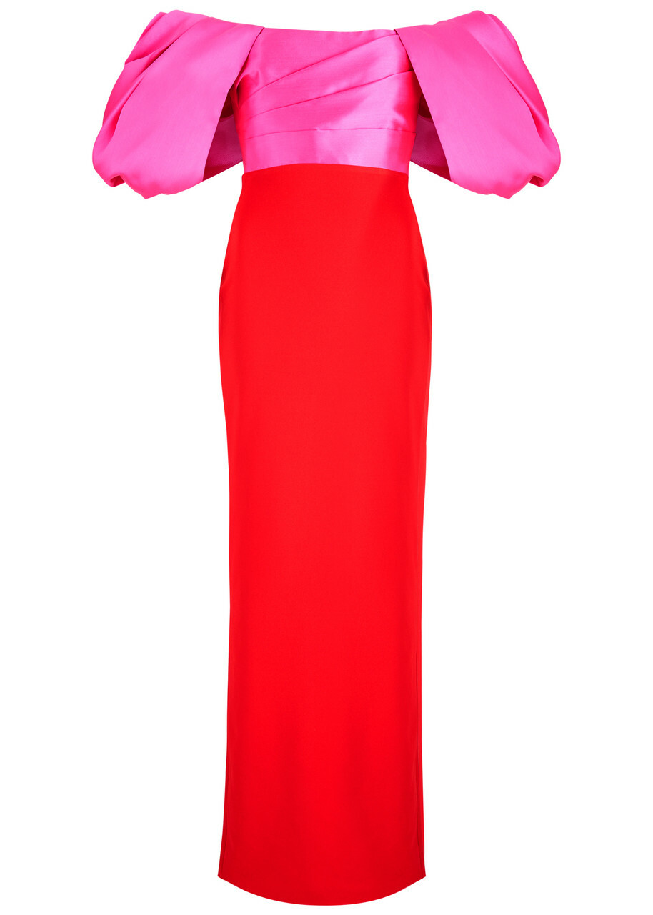 Solace London Sian Colour-blocked Maxi Dress Red Solace London
