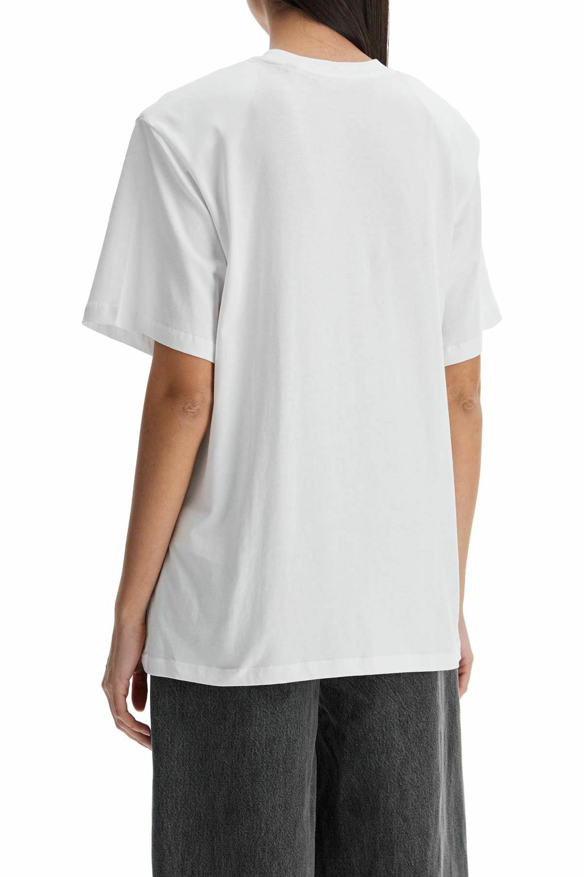 ROTATE white organic cotton t-shirt with wide neck White Rotate