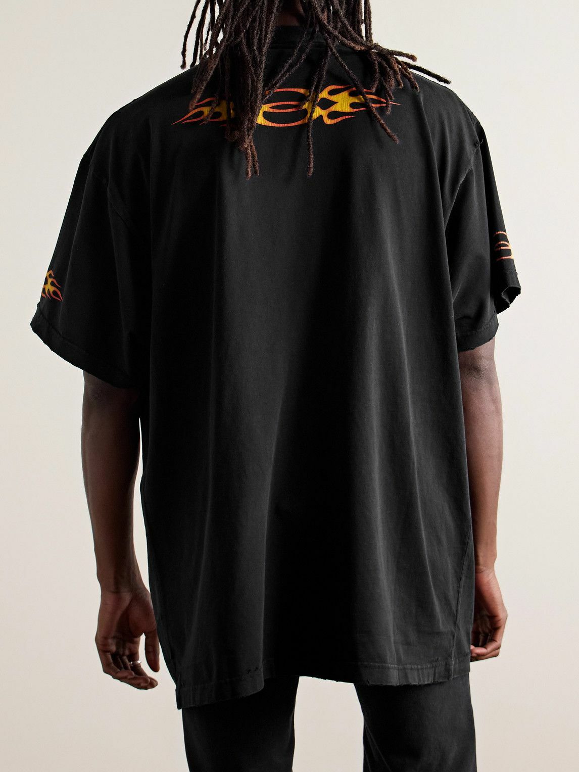 Balenciaga - Oversized Distressed Logo-Print Cotton-Jersey T Balenciaga - Oversized Distressed Logo-Print Cotton-Jersey T