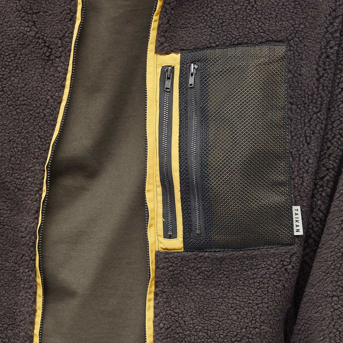 Taikan Men's High Pile Fleece Jacket in Brown/Yellow Taikan