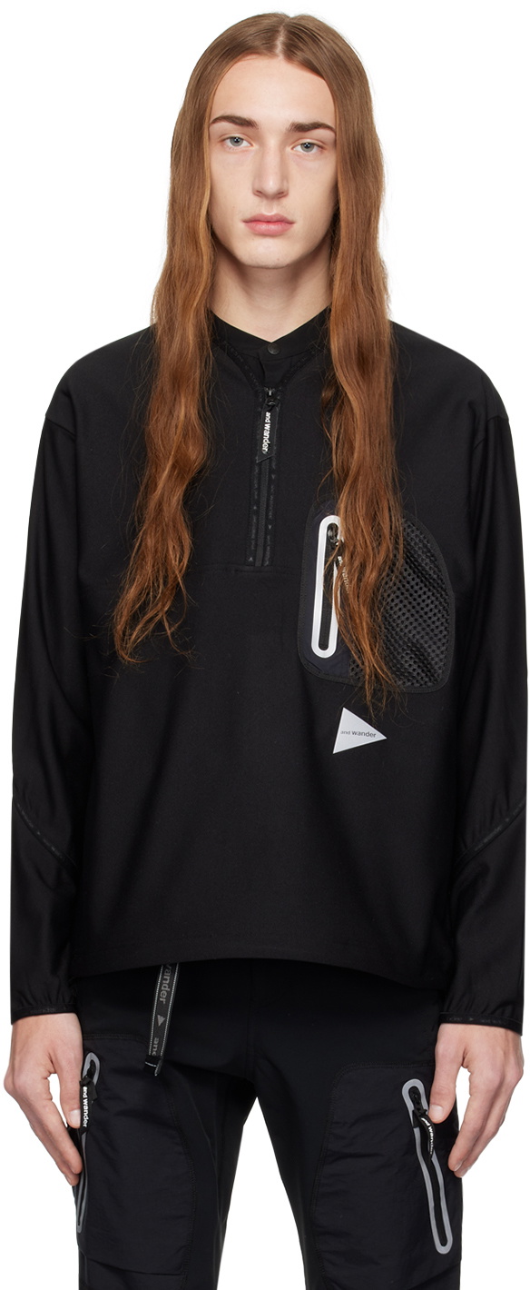 and wander Black Mesh Pocket Sweater and Wander