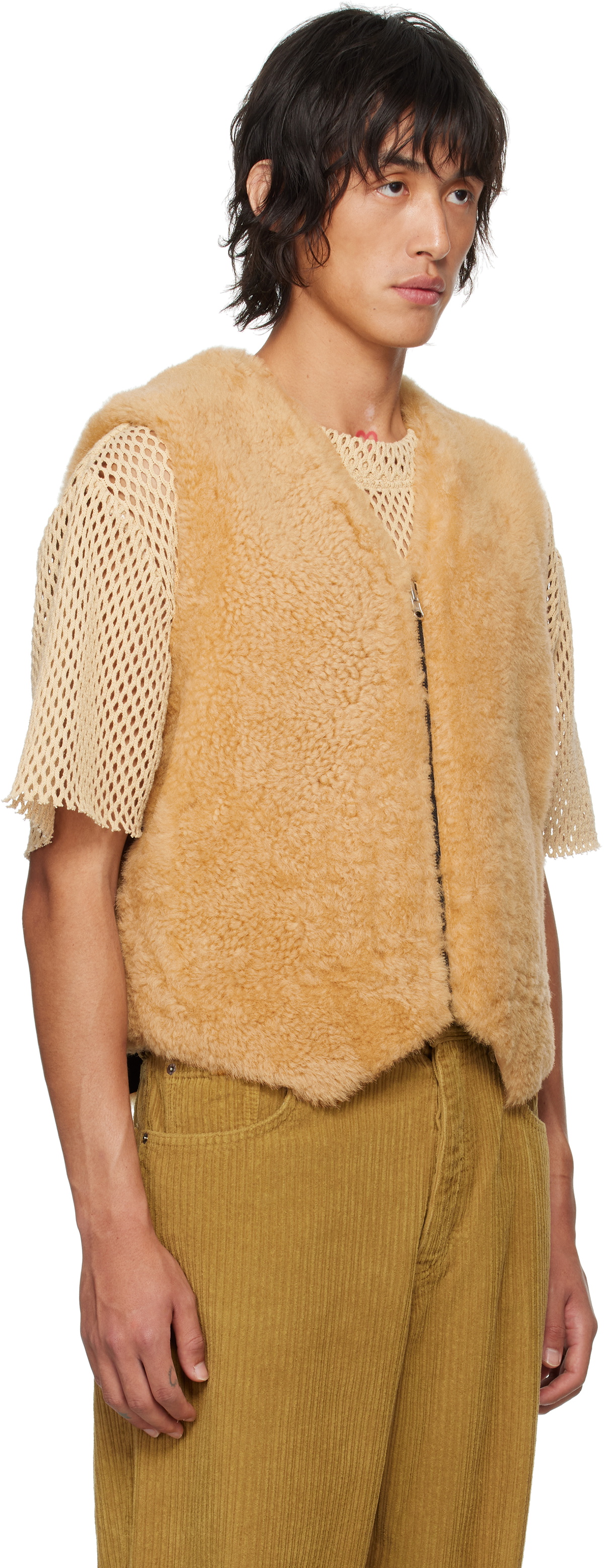 Sunflower Beige Shearling Reversible Vest Sunflower