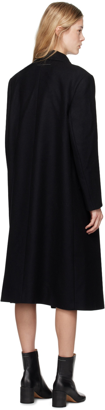 MM6 Maison Margiela Black Double-Breasted Wool Coat MM6 Maison Margiela