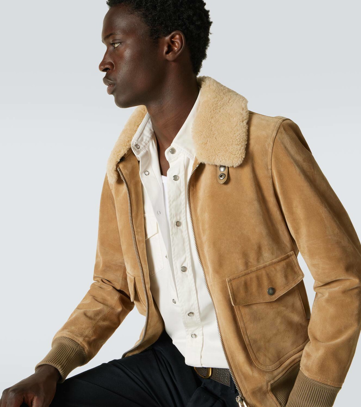 Tom Ford Shearling-trimmed suede blouson TOM FORD