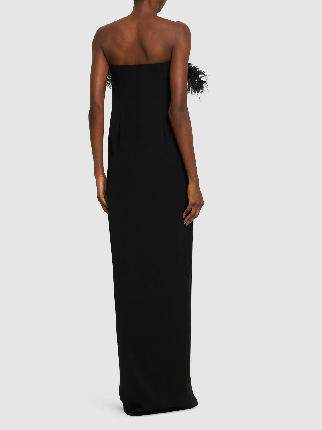 16ARLINGTON - Mirai Tech Crepe Long Dress W/feathers 16Arlington