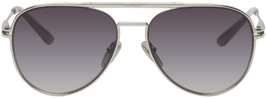 Prada Eyewear Silver Aviator Sunglasses Prada