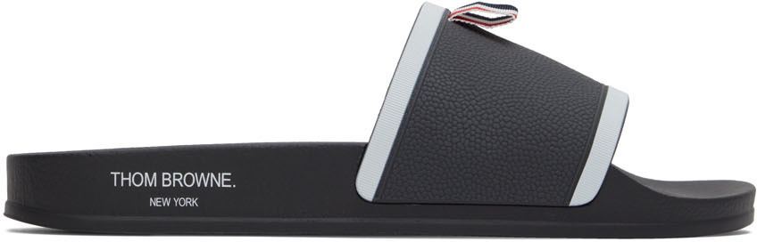Thom Browne Gray Pool Slides Thom Browne