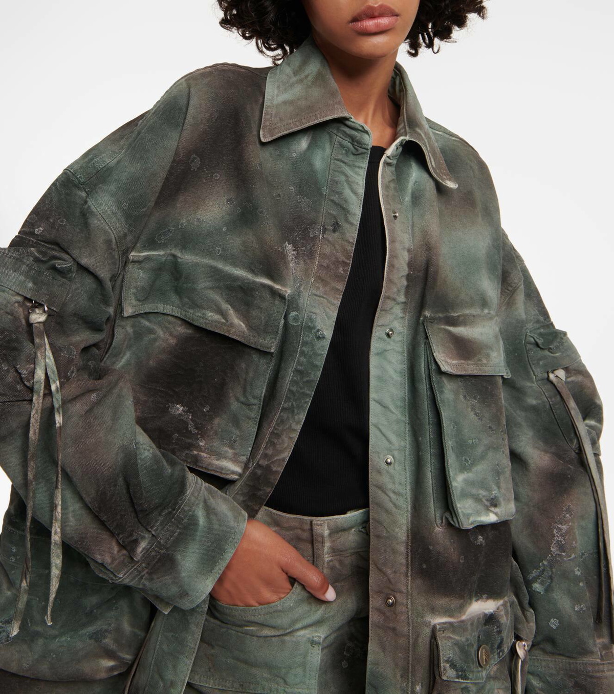 The Attico Camouflage denim cargo jacket The Attico