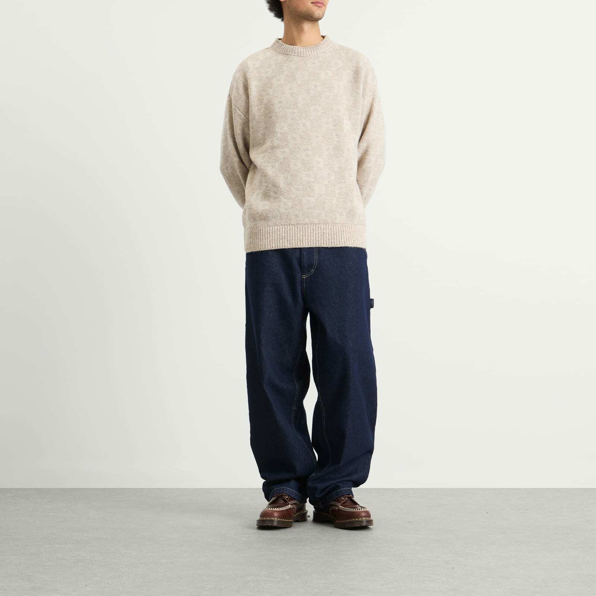 Polar Skate Co. Men's George P Pattern Knit Jumper in Sand Polar Skate Co.