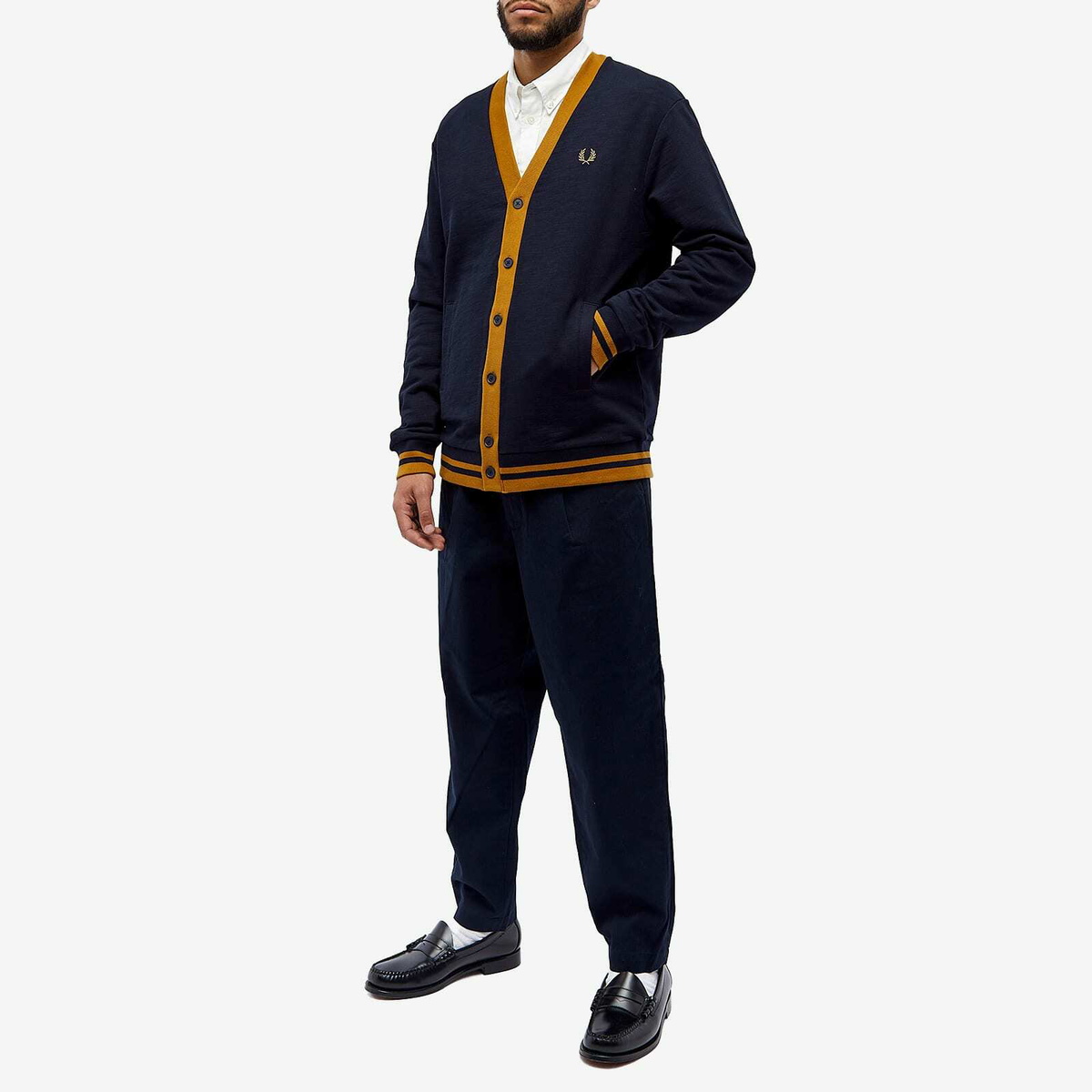 Fred Perry Men's Sweat Cardigan in Navy Fred Perry