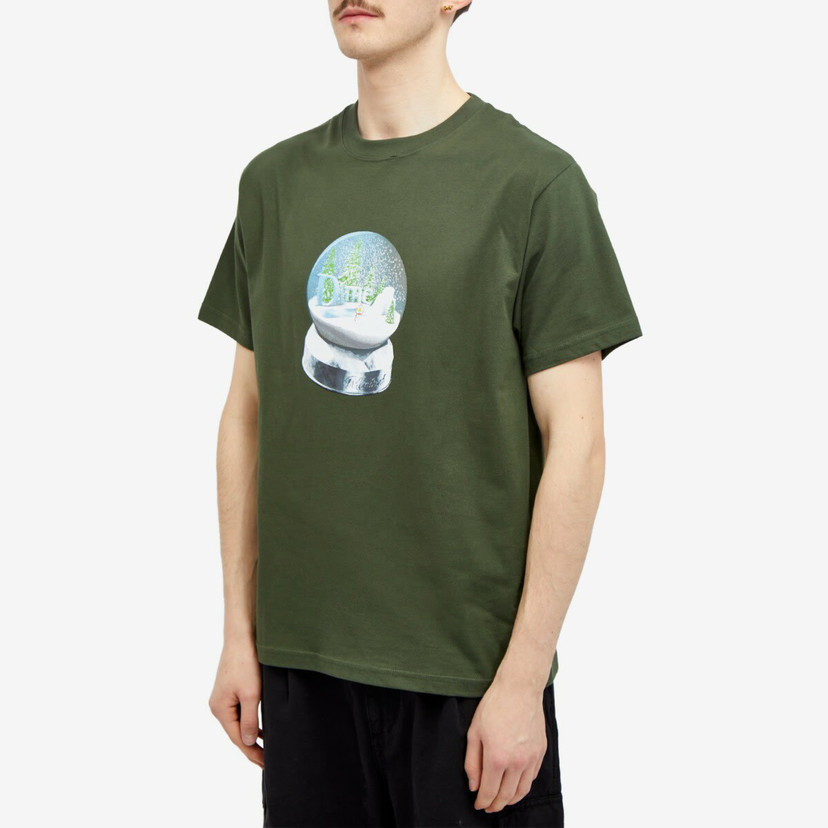 Dime Men's Snow Globe T-Shirt in Forest Green Dime
