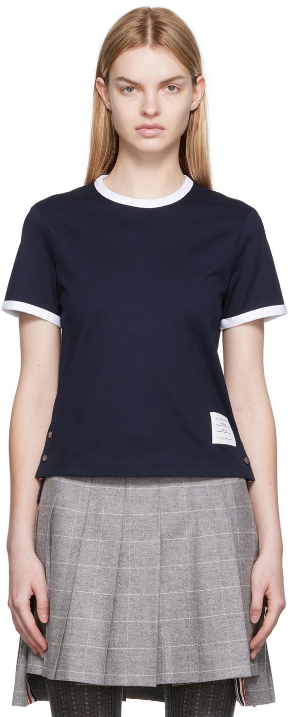Thom Browne Navy Ringer T-Shirt Thom Browne