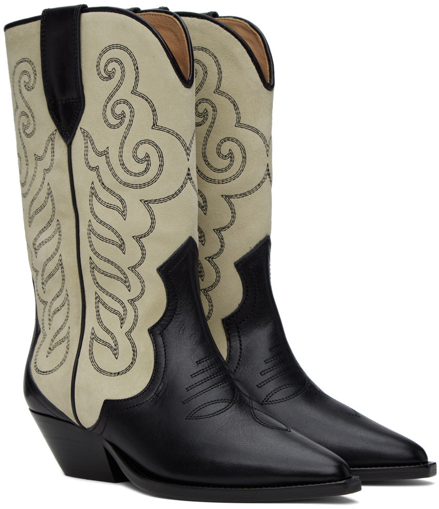 Isabel Marant Black & Beige Duerto Boots Isabel Marant