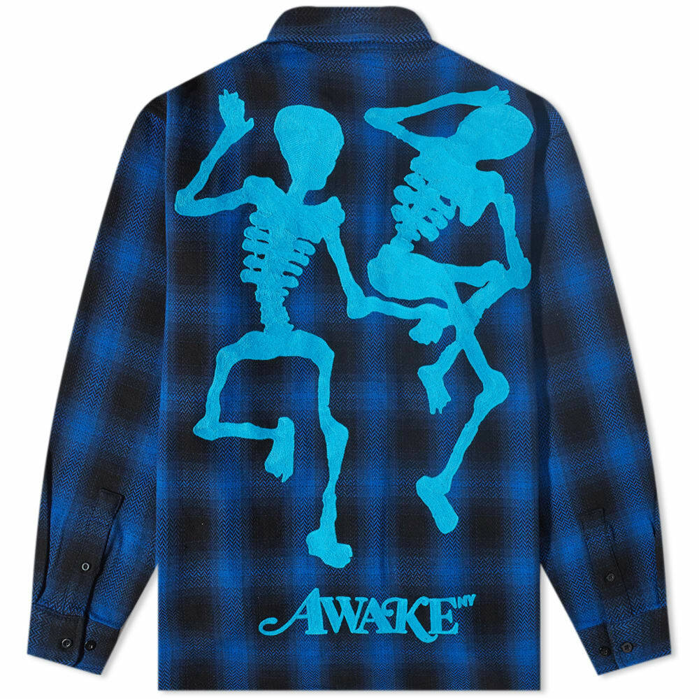 Awake NY End & Beginning Embroidered Flannel Shirt in Blue Awake NY