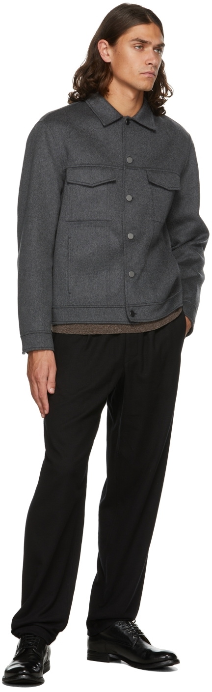 Theory Grey Wool Trucker Jacket Theory