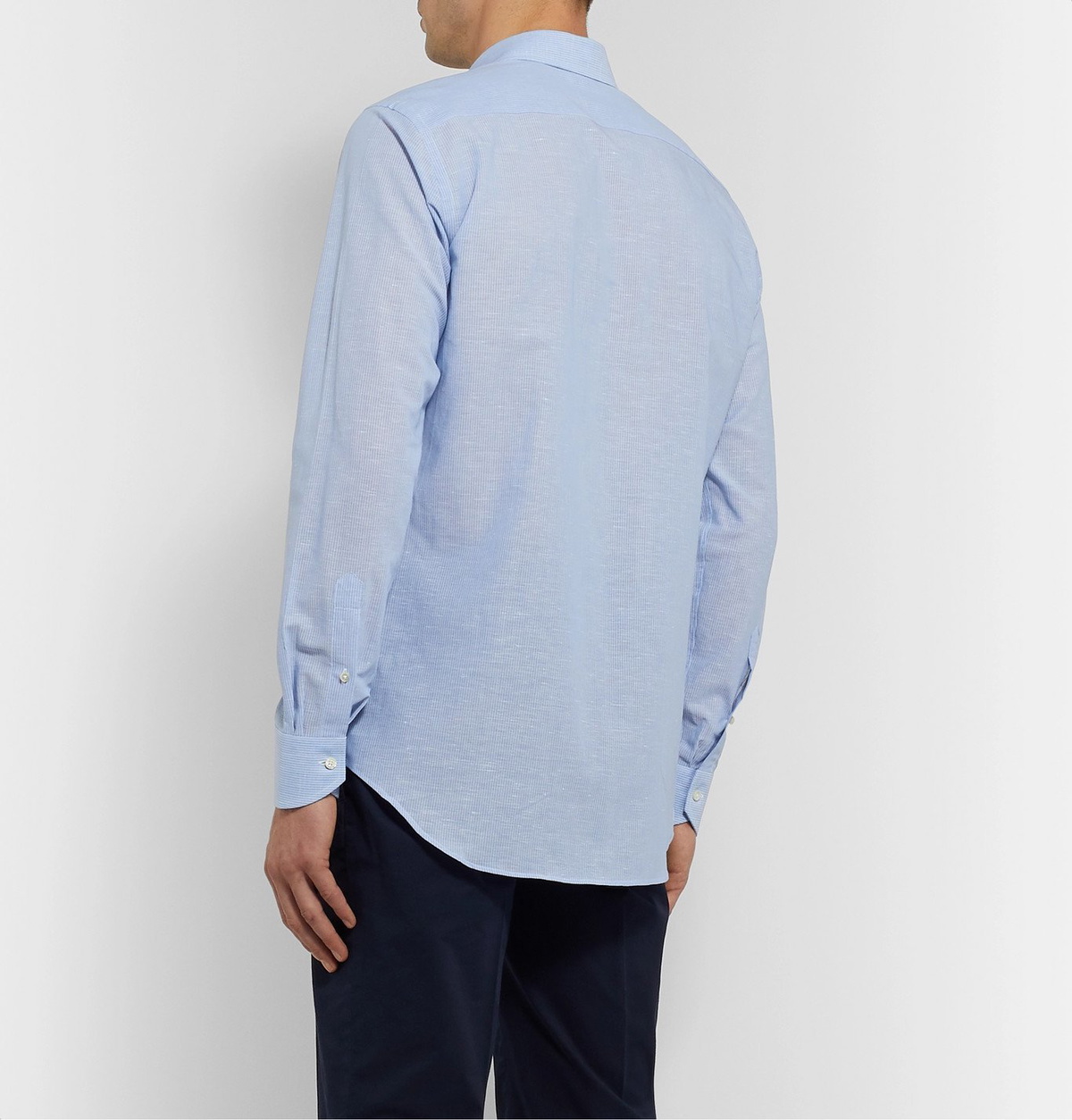 Canali - Striped Slub Cotton and Linen-Blend Shirt - Blue Canali