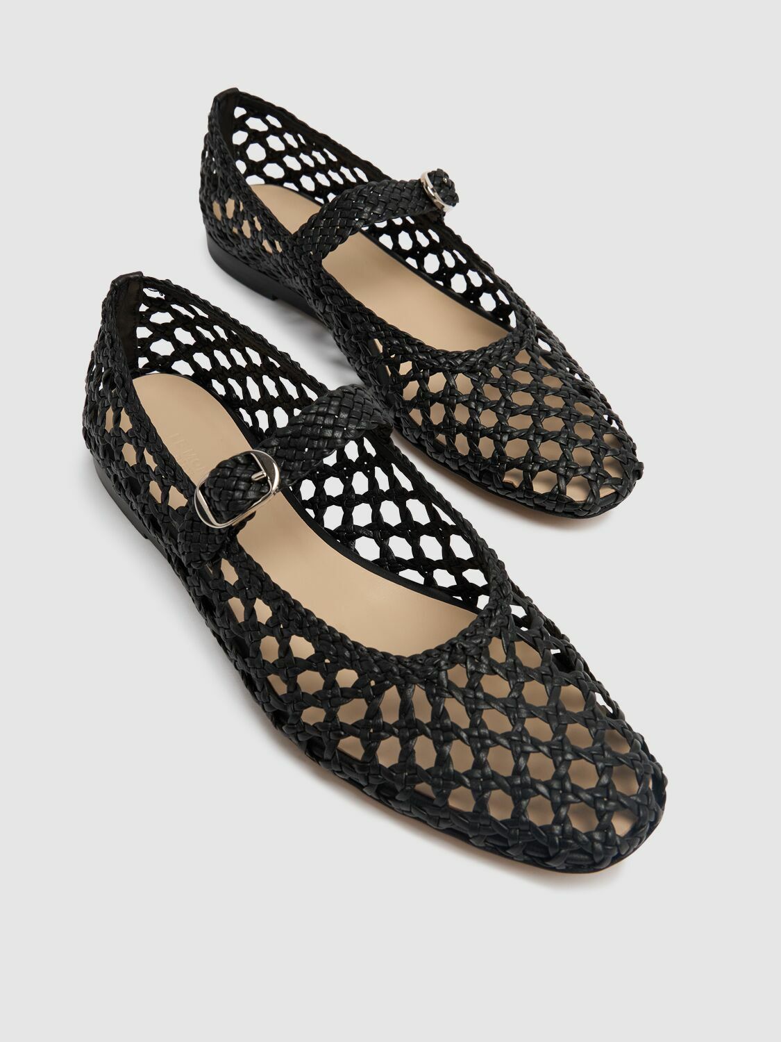 LE MONDE BERYL 10mm Woven Leather Mary Jane Flats Le Monde Beryl