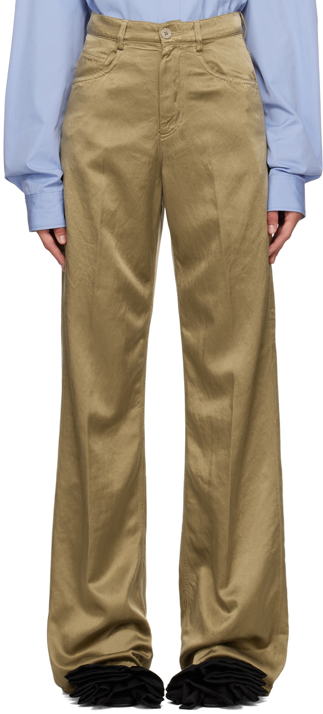 Dries Van Noten Khaki Creased Pants Dries Van Noten