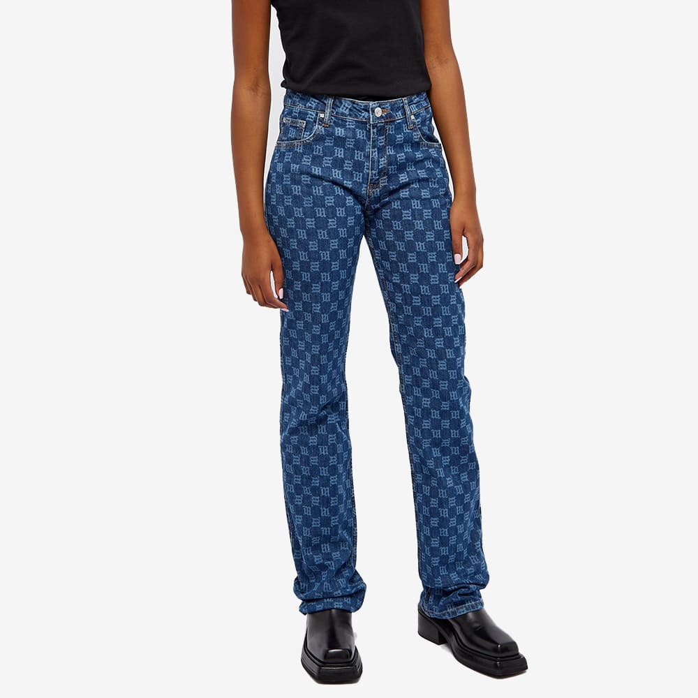 MISBHV Women's High Wasted Mono Logo Jeans in Denim Blue MISBHV