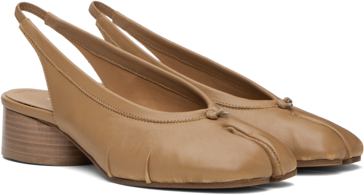 Maison Margiela Tan Tabi New Ballerina Slingback Heels Maison Margiela