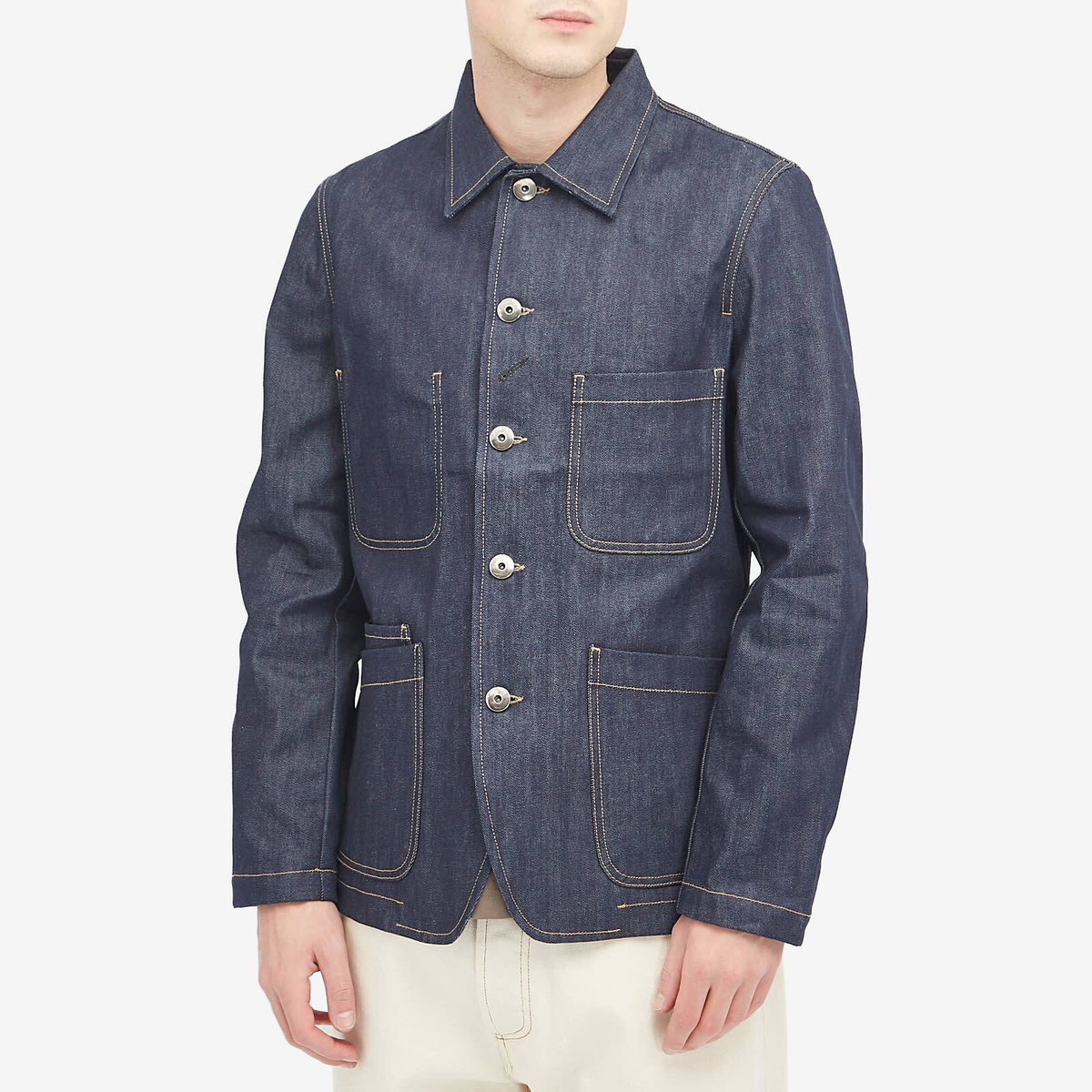 Universal Works Men's Denim Bakers Jacket in Indigo Universal Works