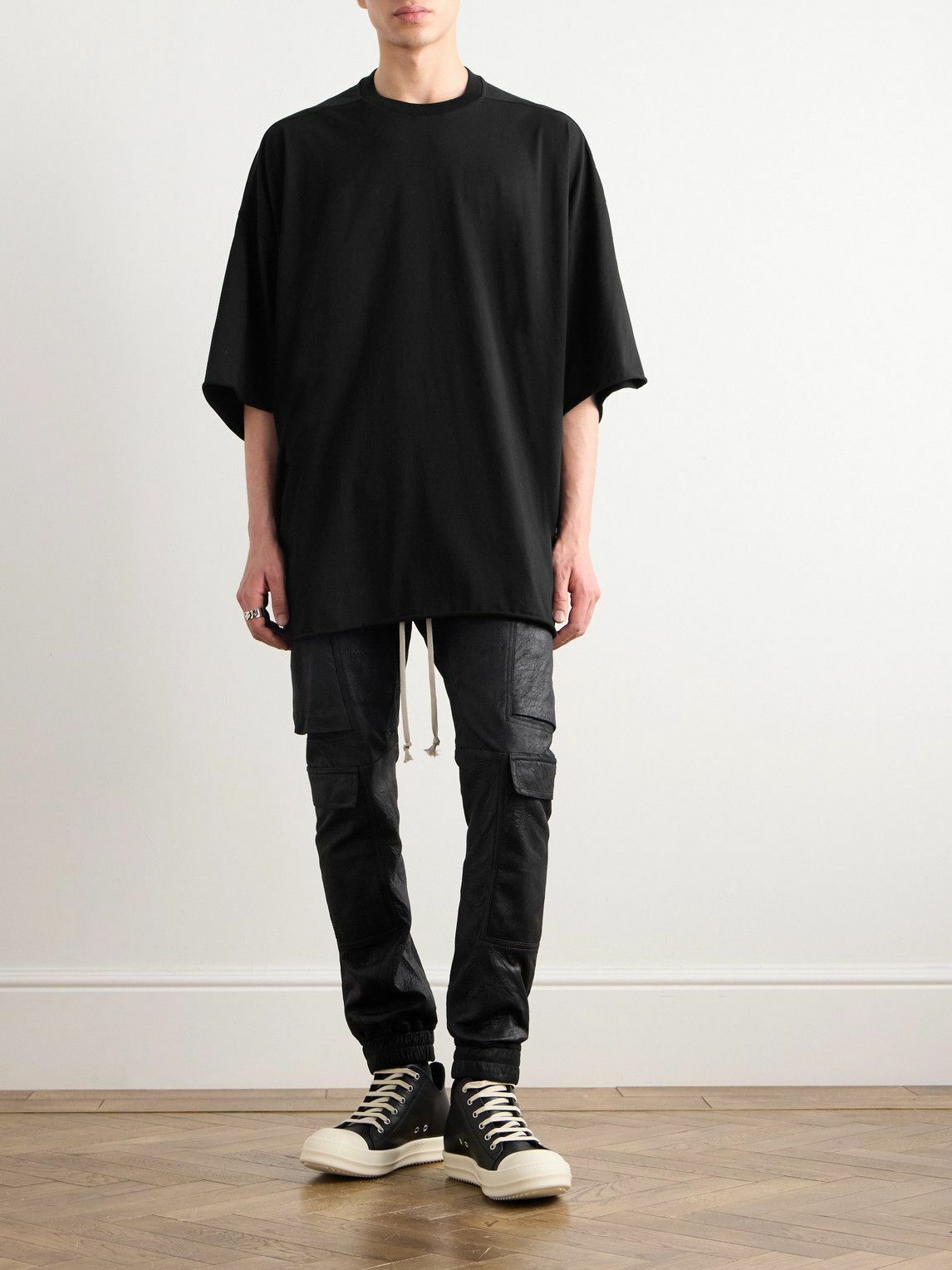 Rick Owens - Mastodon Megacargo Tapered Textured-Leather Drawstring ...