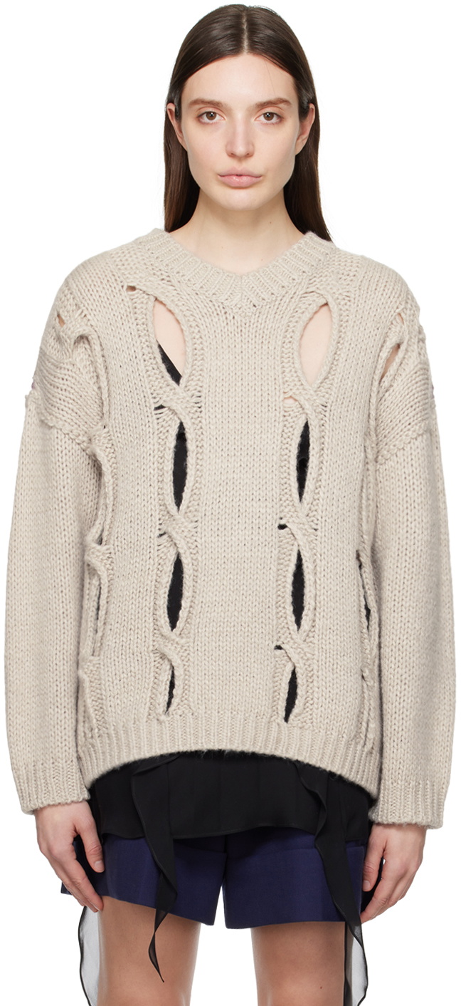 OPEN YY SSENSE Exclusive Gray Cutout Sweater OPEN YY