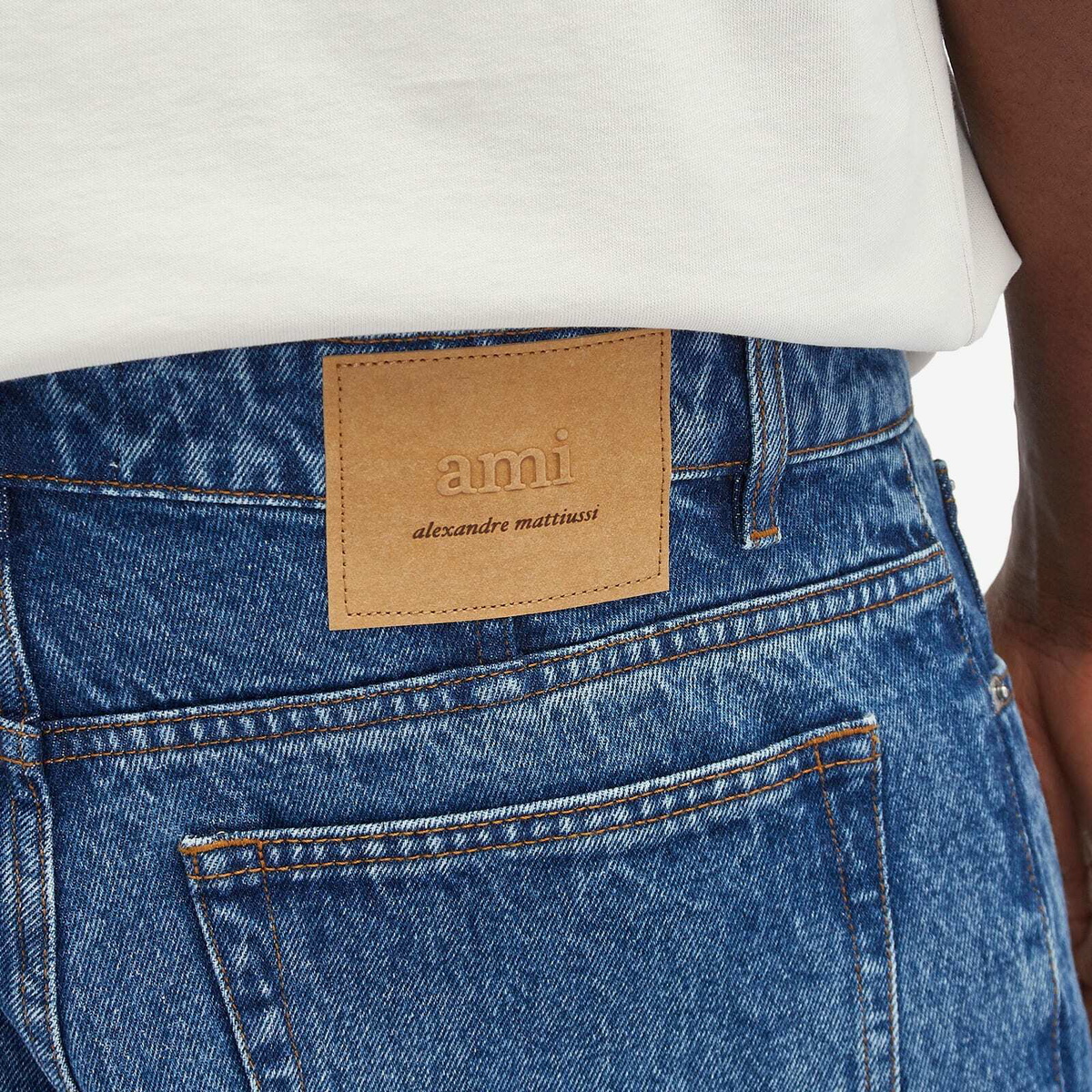 AMI Paris Men's Tapered Fit Denim Jeans in Blue AMI