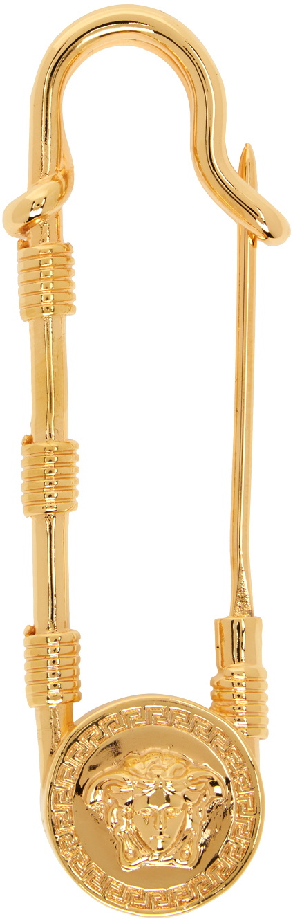 Versace Gold Safety Pin Brooch Versace