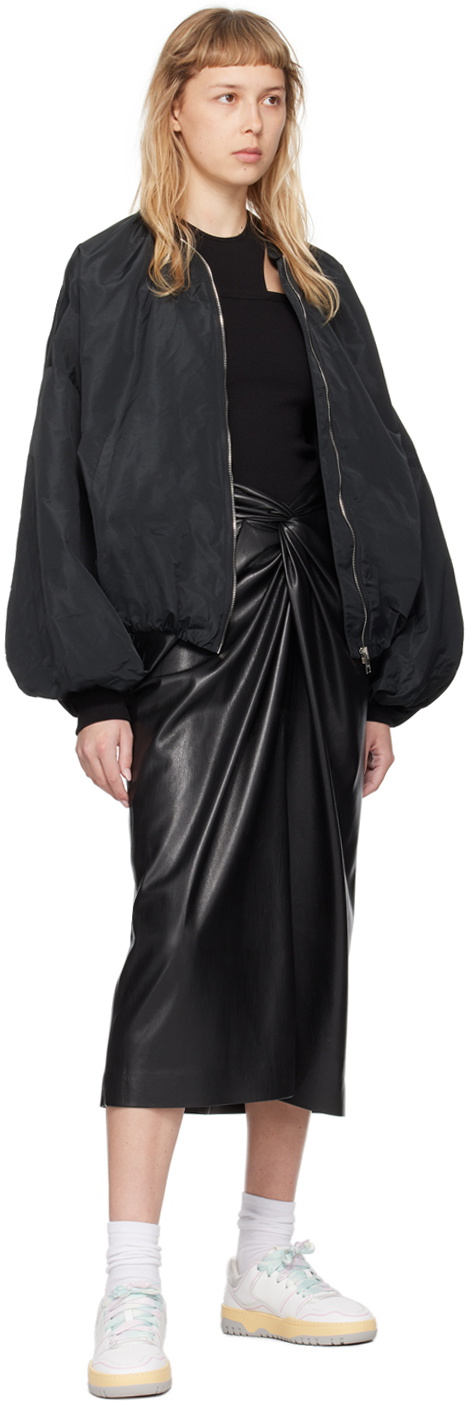 MSGM Black Balloon Sleeve Bomber Jacket MSGM