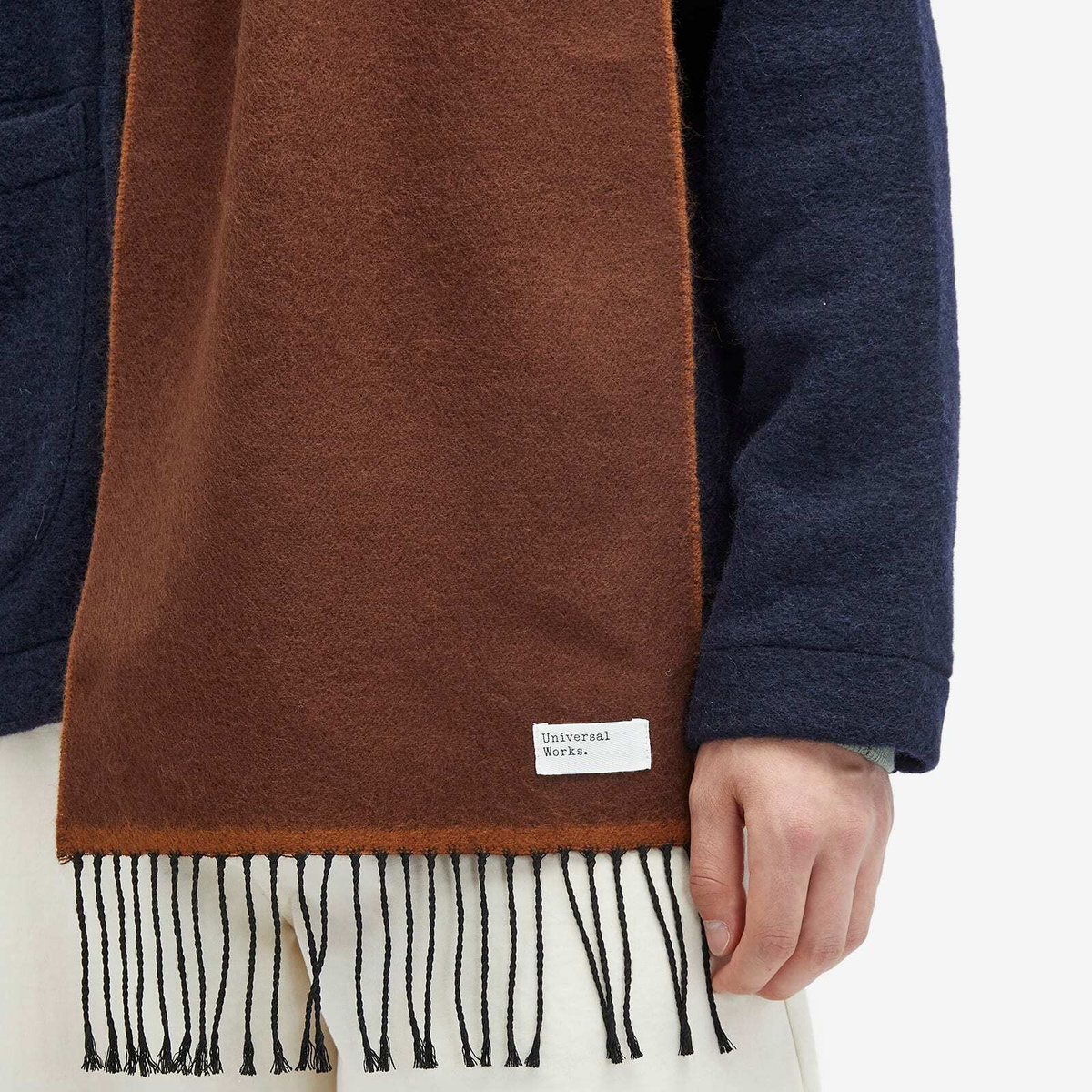 Universal Works Men's Double Sided Scarf in Brown Universal Works