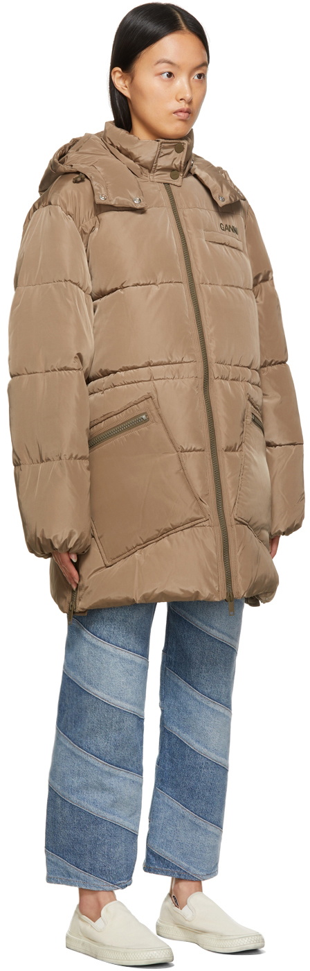 GANNI Taupe Insulated Puffer Jacket GANNI