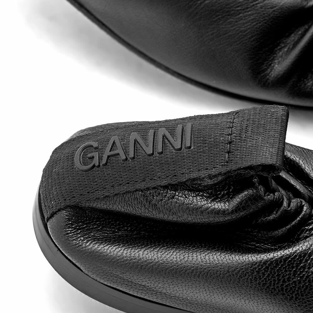 GANNI Women's Soft Square Toe Scrunchie Ballerina Shoe in Black GANNI