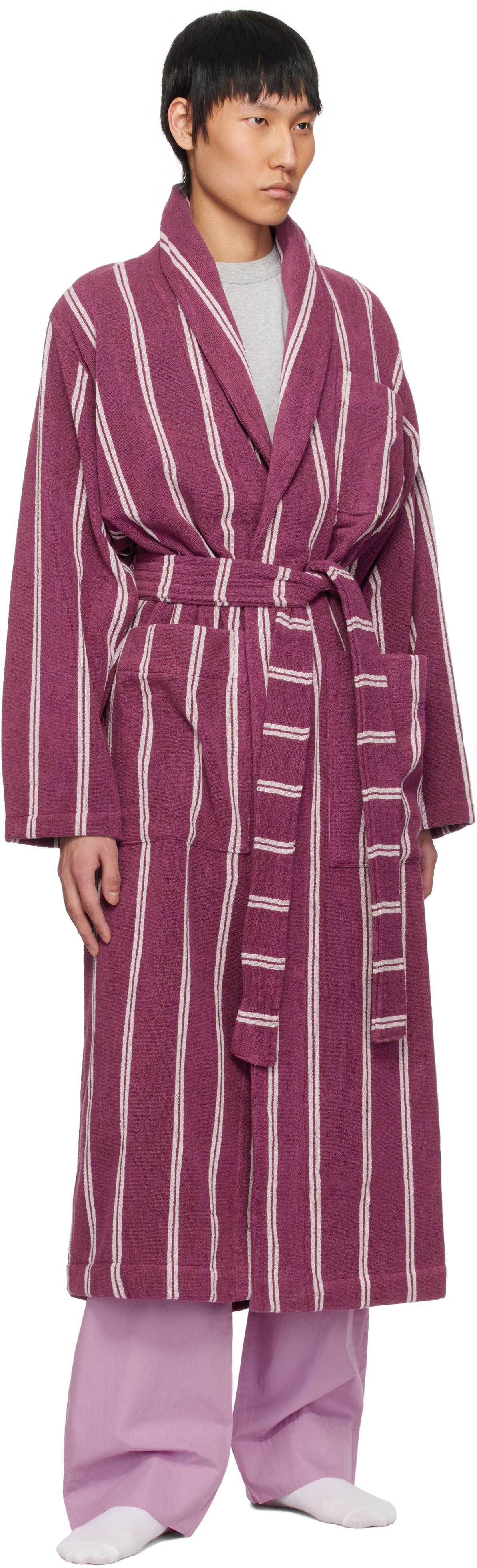 Tekla Purple & Pink Terry Classic Bathrobe Tekla Fabrics