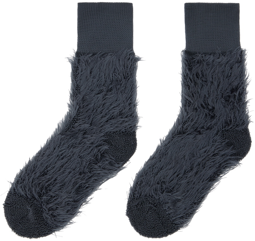 sacai Gray Faux-Shearling Socks Sacai