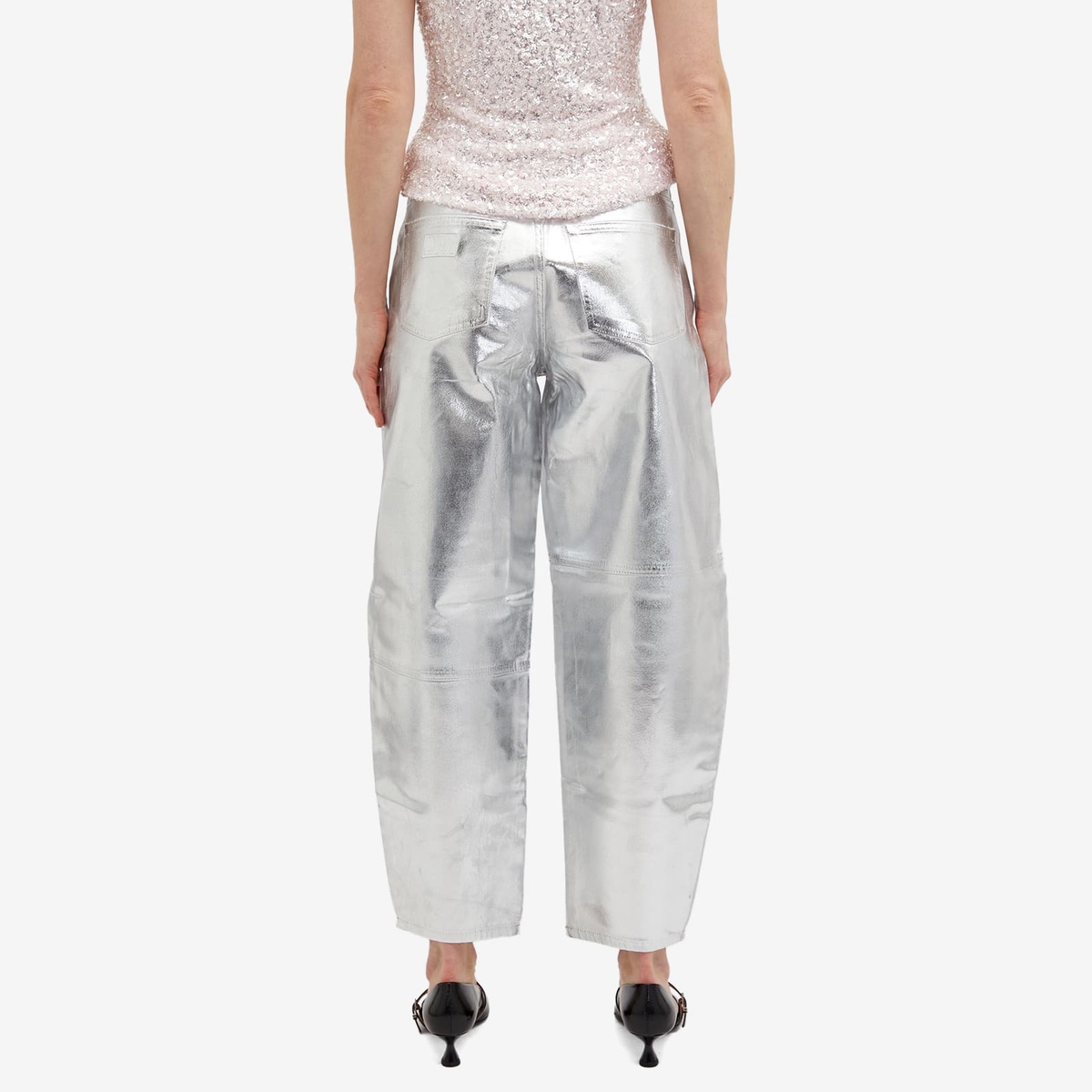 GANNI Women's Foil Denim Stary Jeans in Bright White GANNI