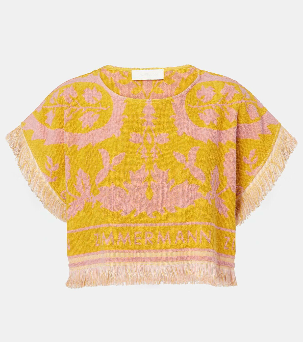 Zimmermann Wylie fringed cotton terry crop top Zimmermann