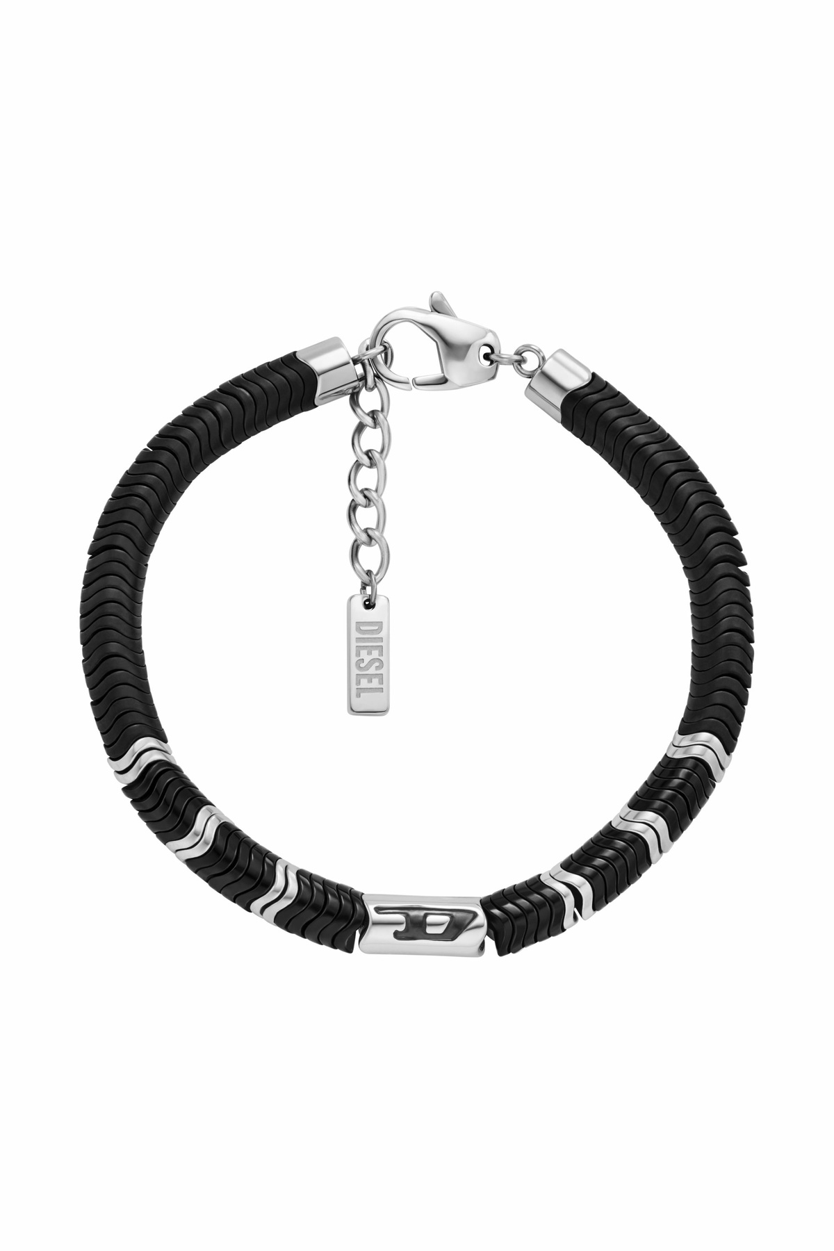 Diesel Hematite Beaded Bracelet - Bracelets - Unisex - Black Diesel