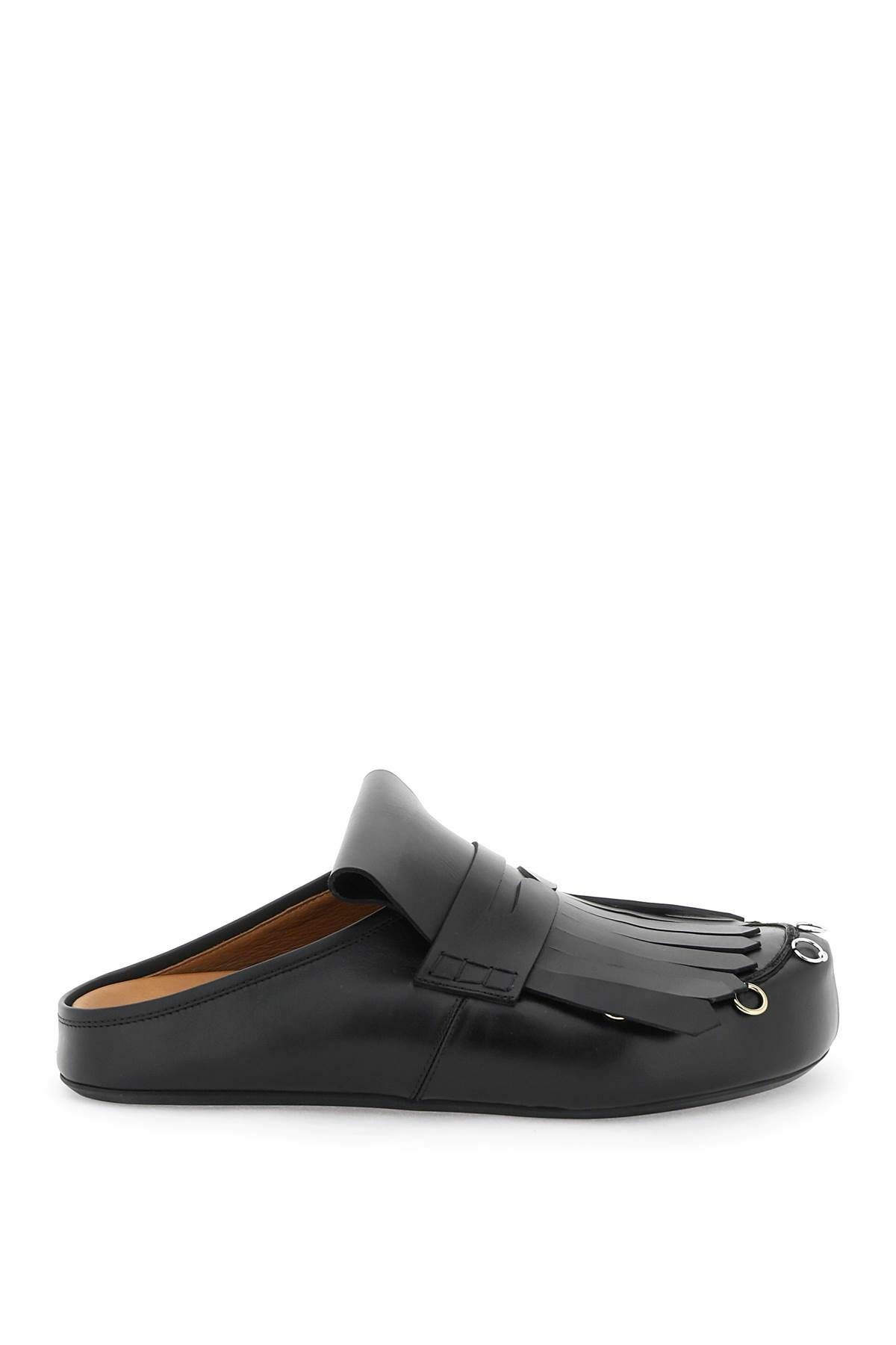 MARNI leather clogs with bangs and piercings Black Marni