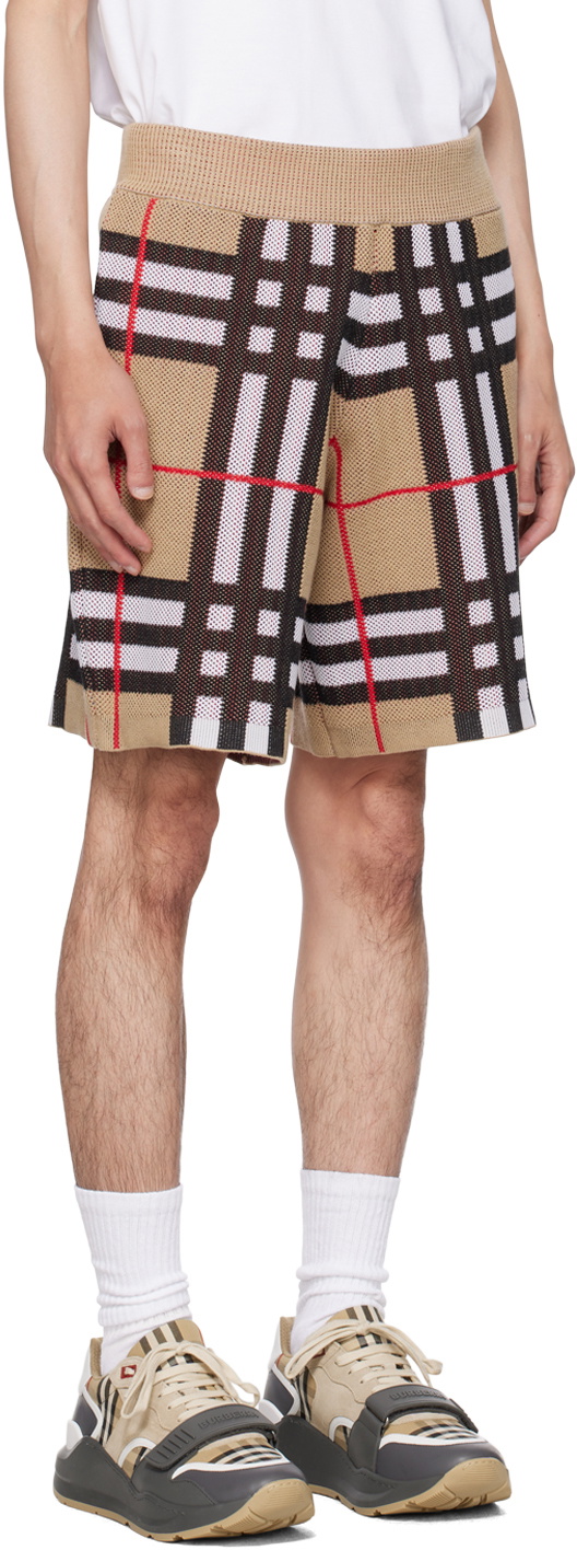 Burberry Beige Check Shorts Burberry