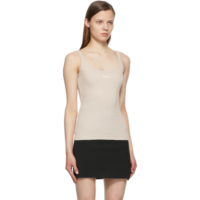 Off-White Taupe Ribbed Tank Top Off-White