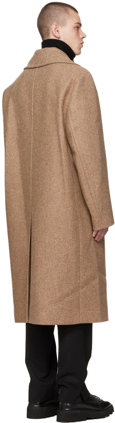 Solid Homme Brown Striped Coat Solid Homme