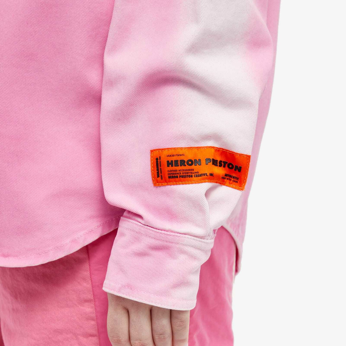 Heron Preston Women's Gradient Denim Shirt Jacket in Pink Heron Preston