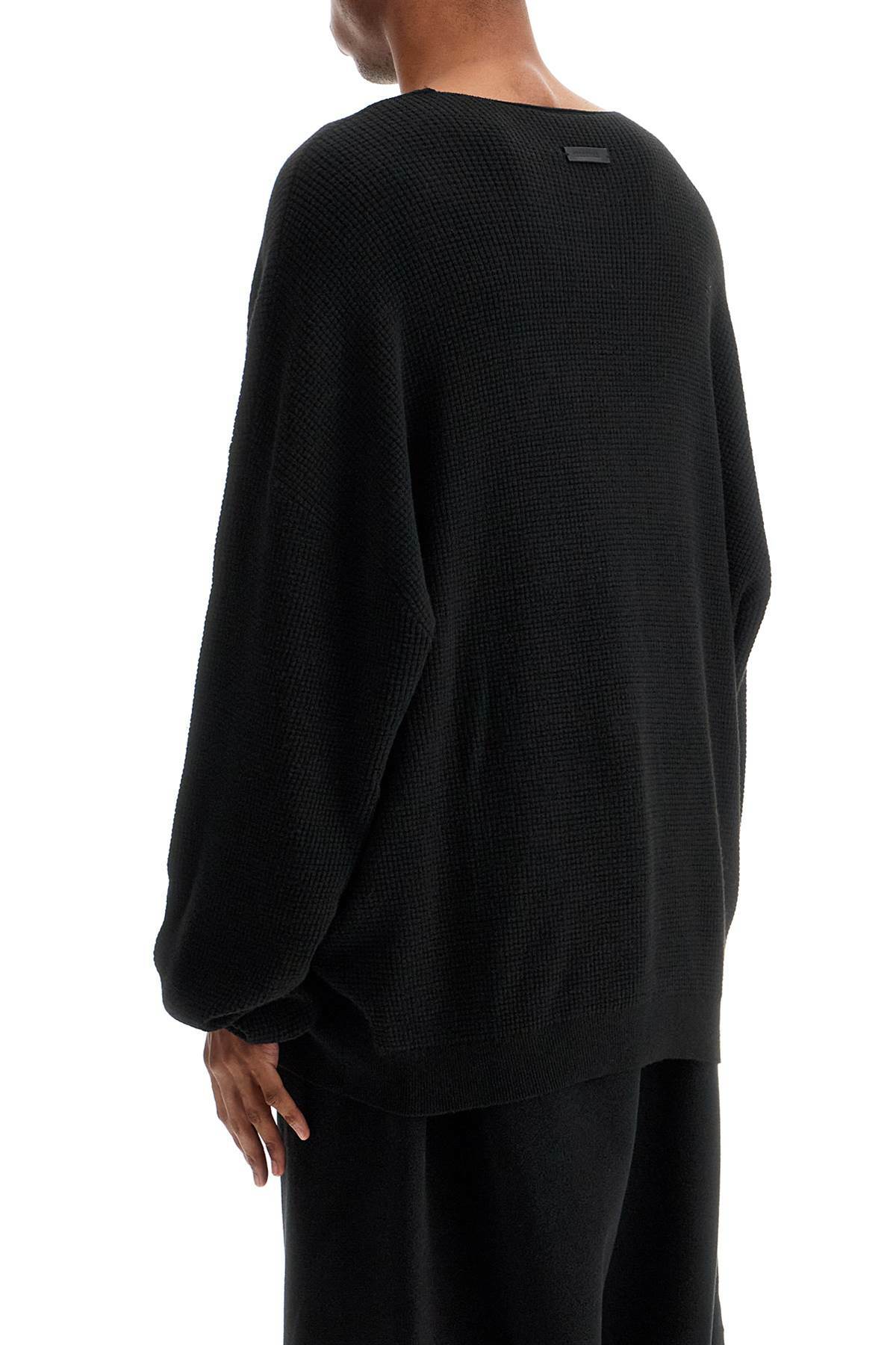 FEAR OF GOD ESSENTIALS waffle crew neck pul Black Fear Of God Essentials