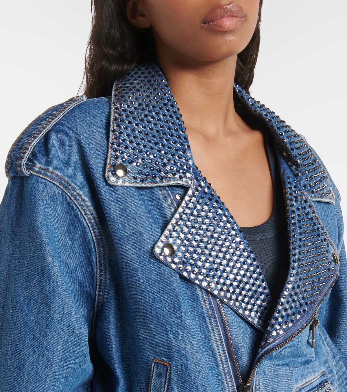 Area Crystal-embellished denim jacket AREA