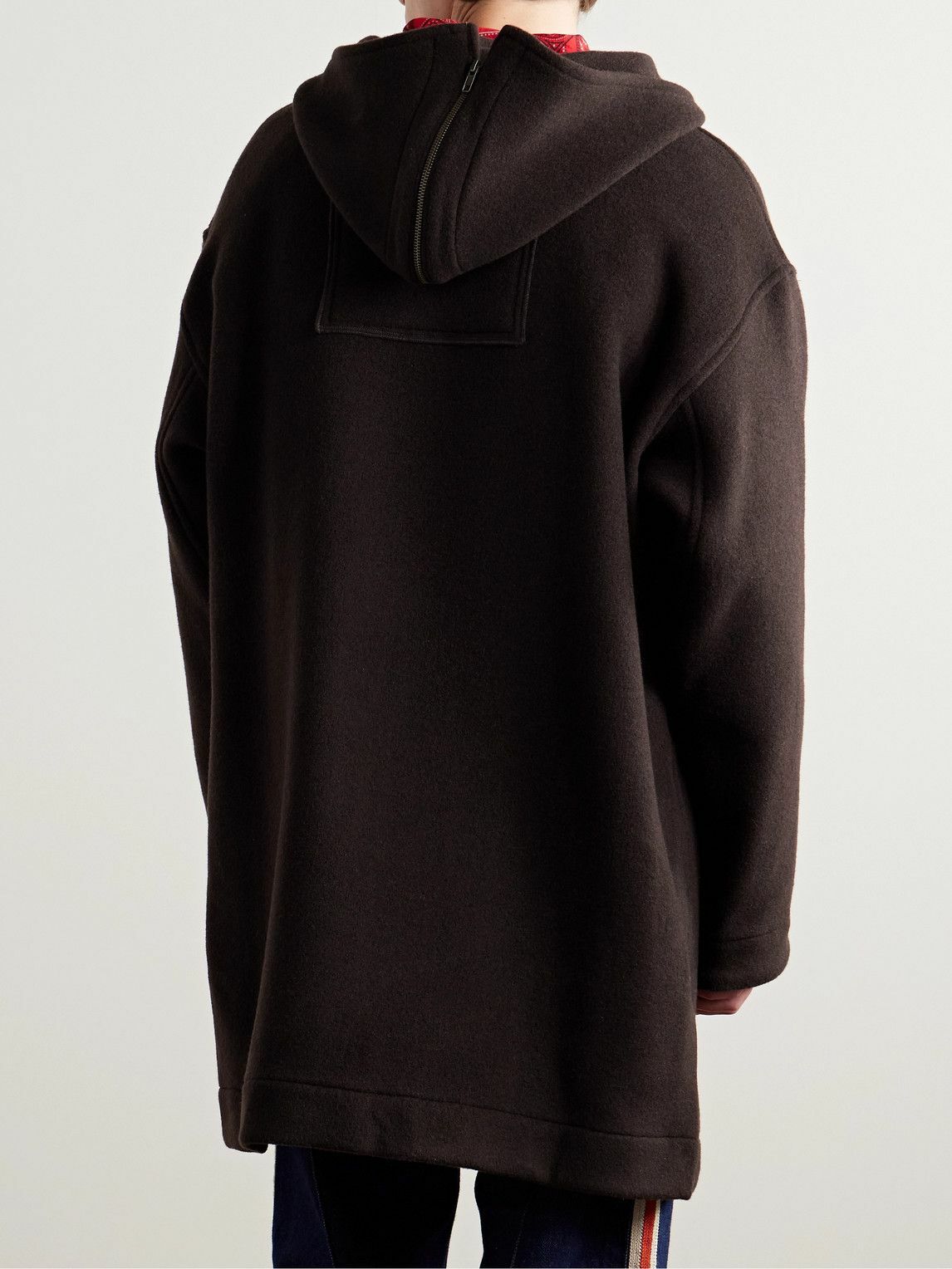 BODE - Sideline Appliquéd Wool-Felt Coat - Brown Bode